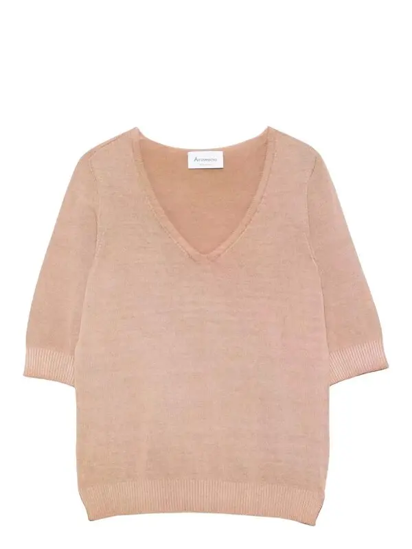 AROVESCIO V-neck T-shirt - Neutrals
