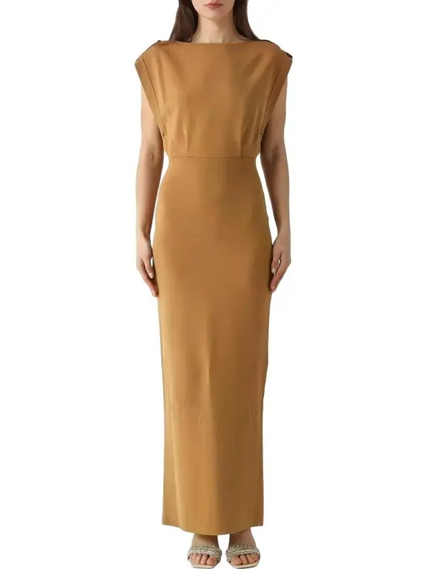 Elisabetta Franchi Crew-neck Maxi Dress - Neutrals