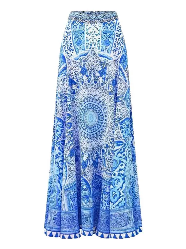 Camilla Flared Maxi Skirt - Blue
