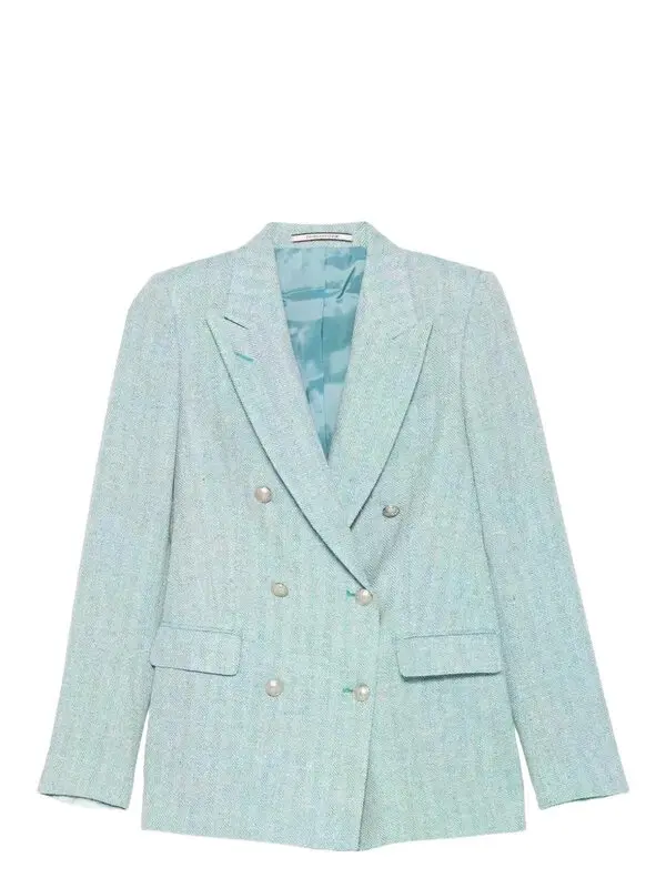 Tagliatore Herringbone Double-breasted Jacket - Blue