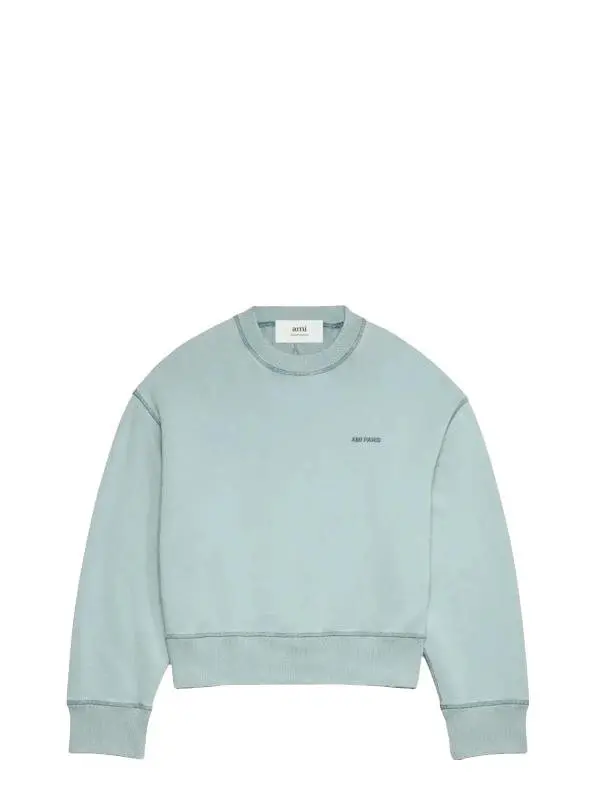 Ami Logo-embroidered Sweatshirt - Aquamarine