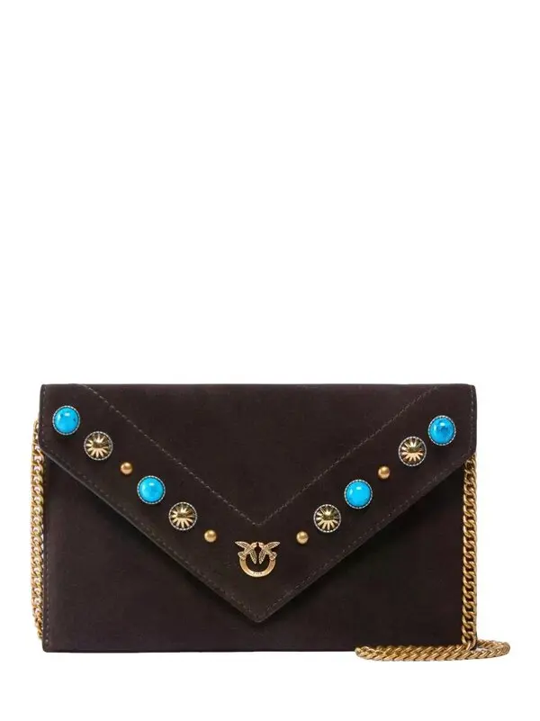 Pinko Embellished Mini Bag With Chain Strap - Brown