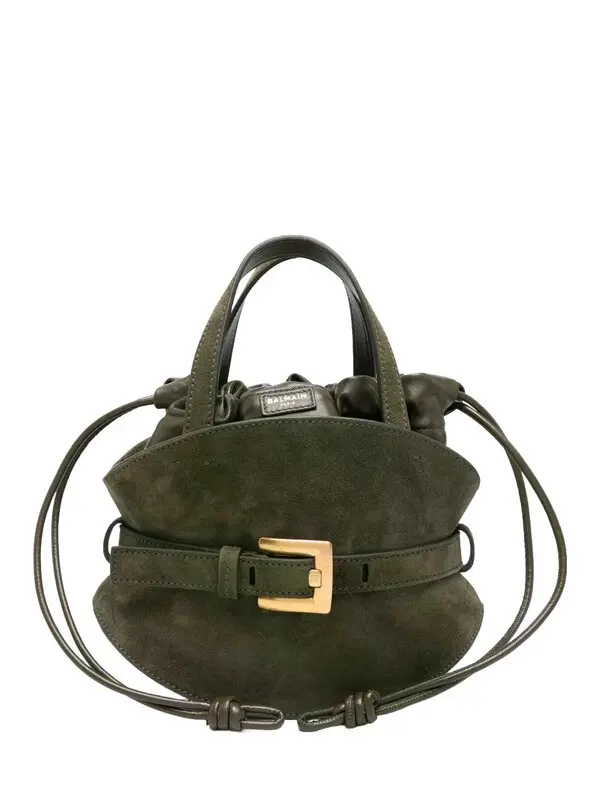 Balmain Buckle Suede Tote - Green