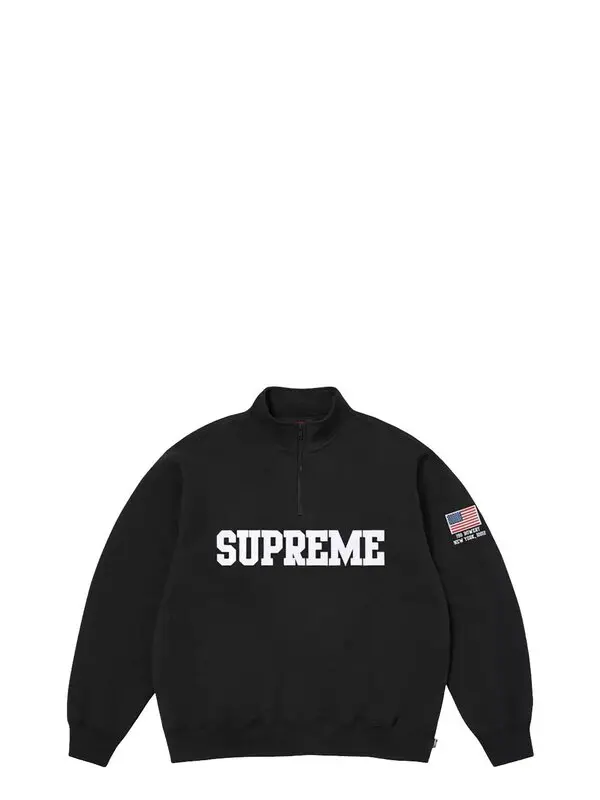 Supreme Flag-detail Half-zip Sweatshirt - Black