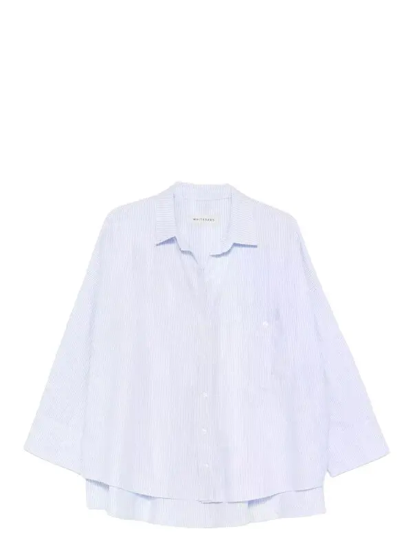 WHITE SAND Striped Shirt With Chest Pocket - White