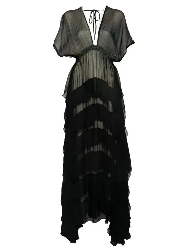 MES DEMOISELLES Ruffled Maxi Dress - Black