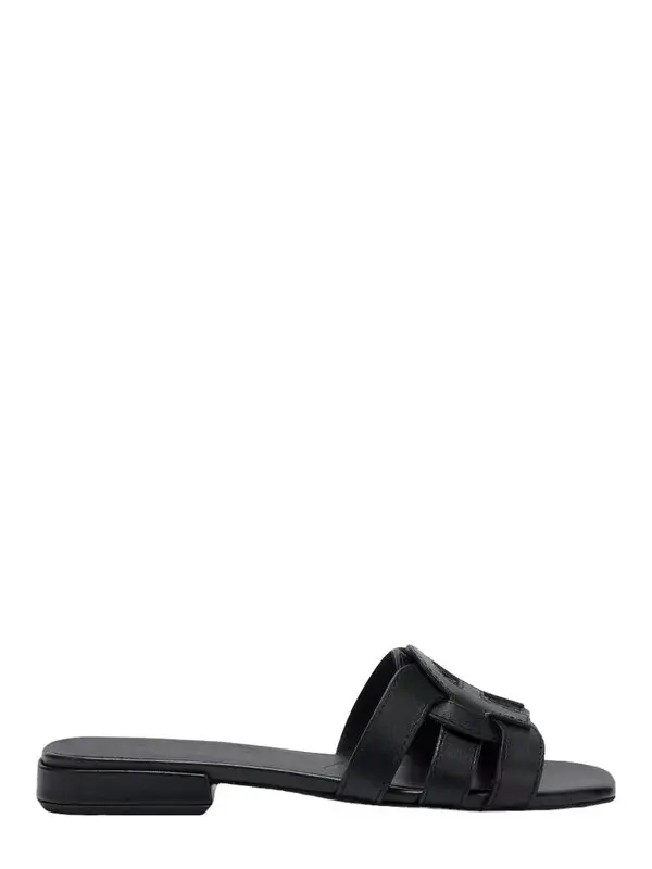 Furla Leather Flat Sandals - Black