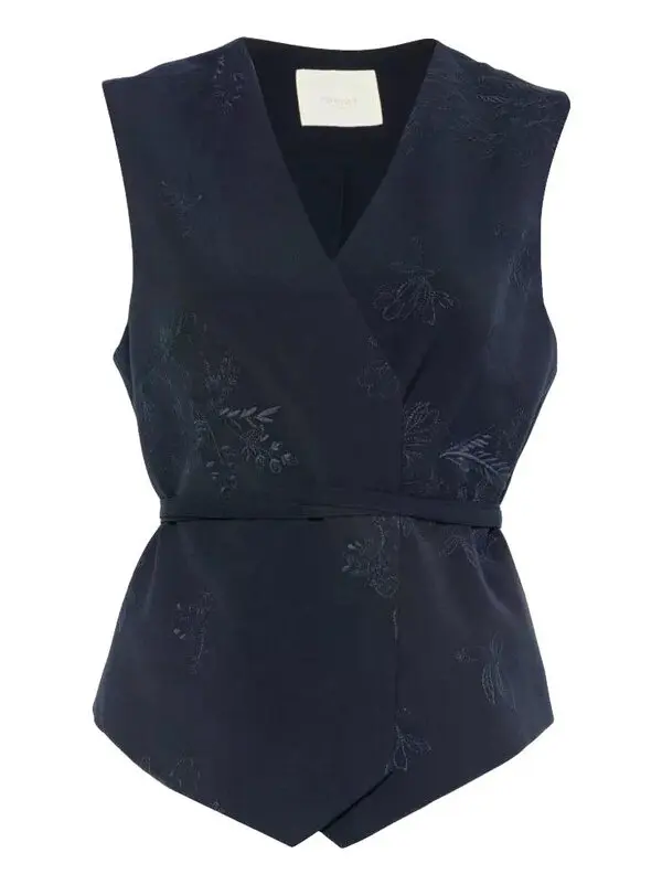 TWINSET Embroidered Floral Waistcoat - Blue