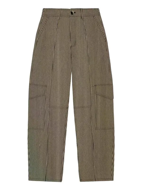 GANNI Striped Cargo Trousers - Neutrals