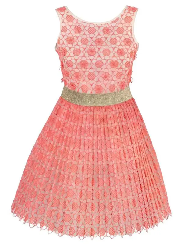 Manoush Flower Appliqué Pleated Dress - Pink