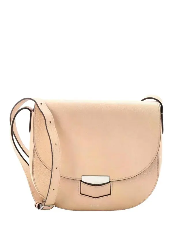 Celine Trotteur Grainy Leather Medium Crossbody Bag - Neutrals
