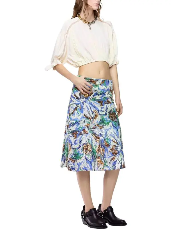 Rabanne Puff-sleeve Cropped Top - Neutrals