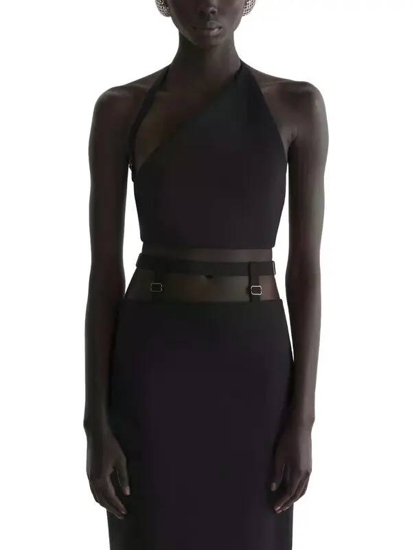 MUGLER Cut-out Cropped Top - Black