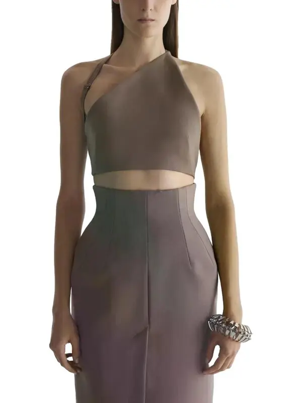 MUGLER Cut-out Cropped Top - Black