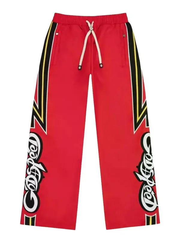 GODSPEED Drawstring Graphic Track Pants - Red