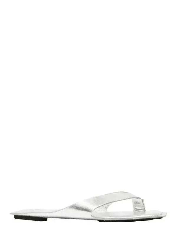 MAISON MARGIELA Laminated Leather Flat Sandals - Silver