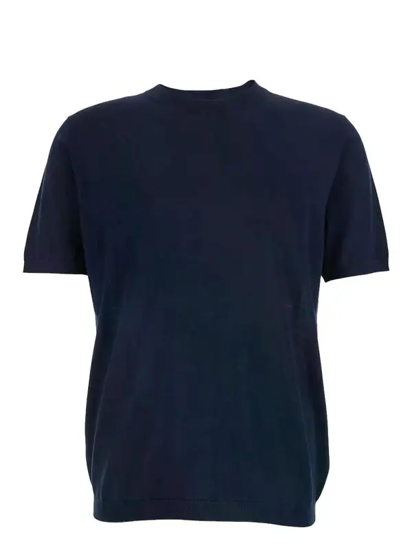 KANGRA Short-sleeved Knitted Top - Blue