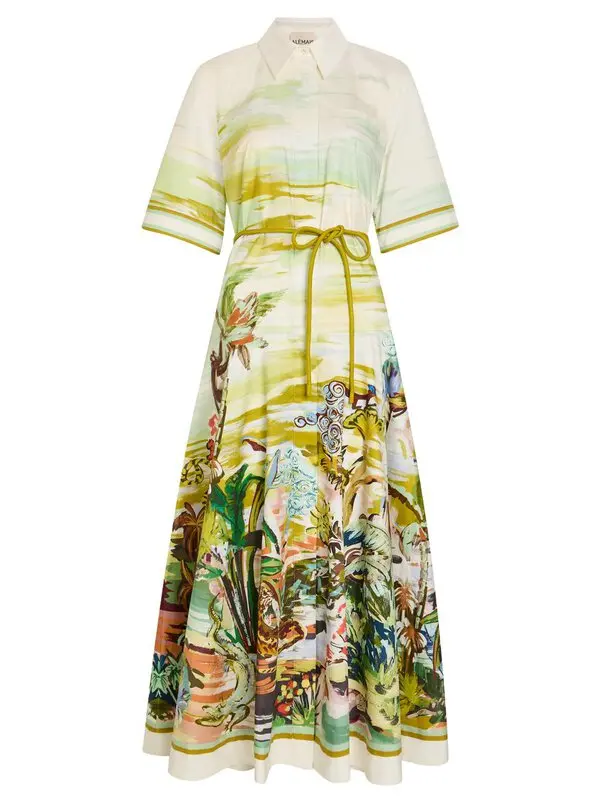 ALEMAIS Jungle Boogie Printed Cotton-poplin Midi Shirt Dress - Multicoloured