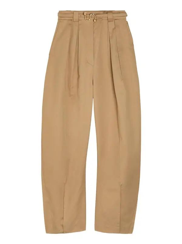 Sportmax Belted Cotton Wide-leg Trousers - Brown