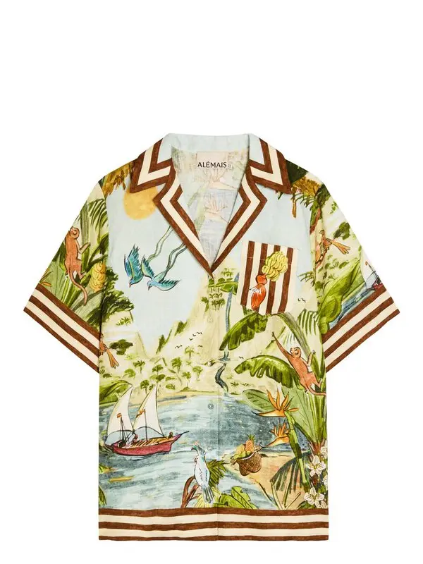 ALEMAIS Toucan Tanga Printed Linen Shirt - Multicoloured