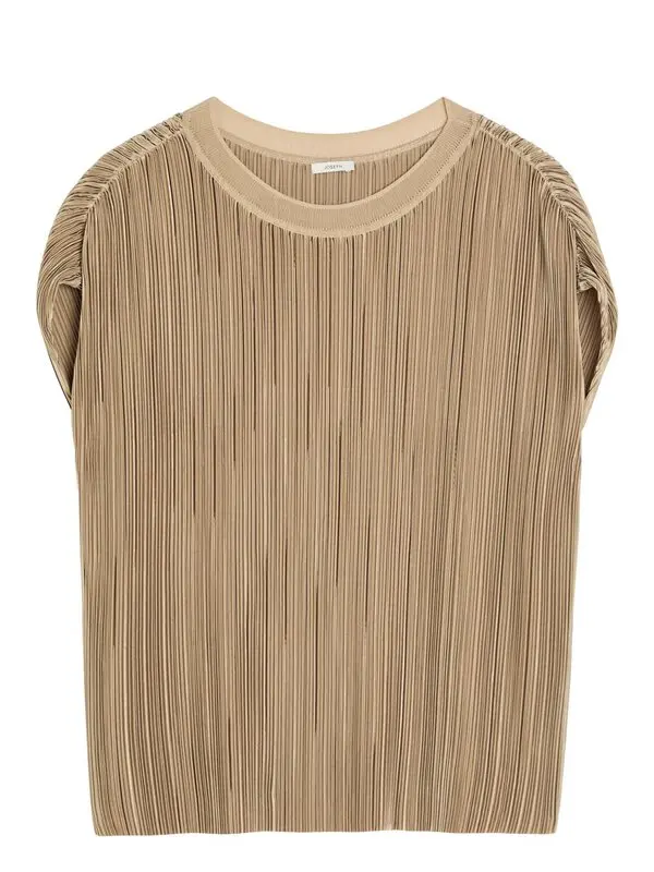 JOSEPH Cedre Pleated Satin Top - Beige