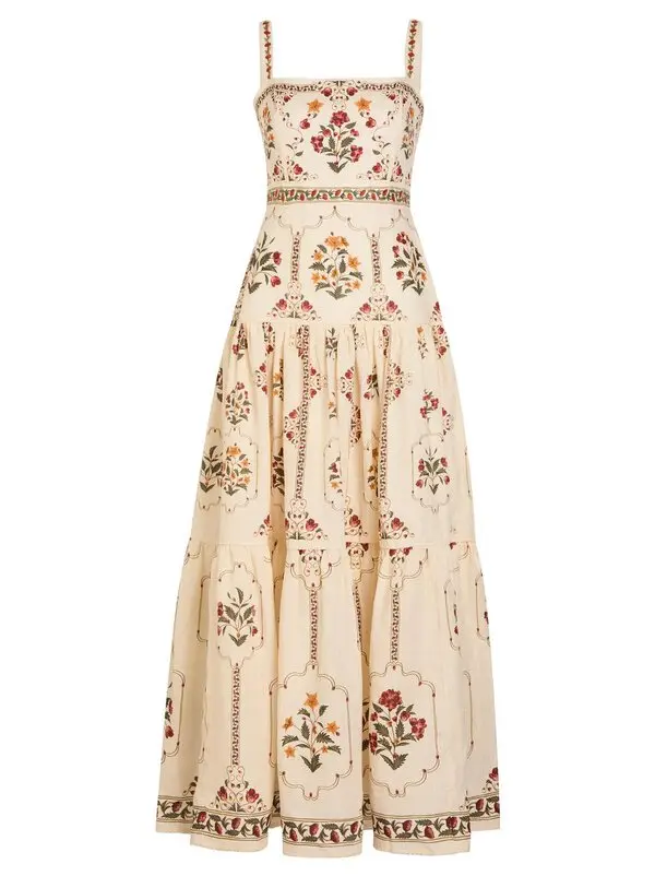 Agua Bendita Lina Printed Linen Maxi Dress - Multicoloured