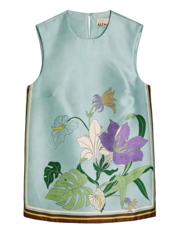 ALEMAIS Alémais Printed Satin-twill Top - Blue