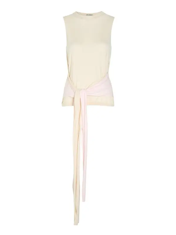 JW Anderson Cotton And Cashmere-blend Tank Top With Waist Tie - Ivory