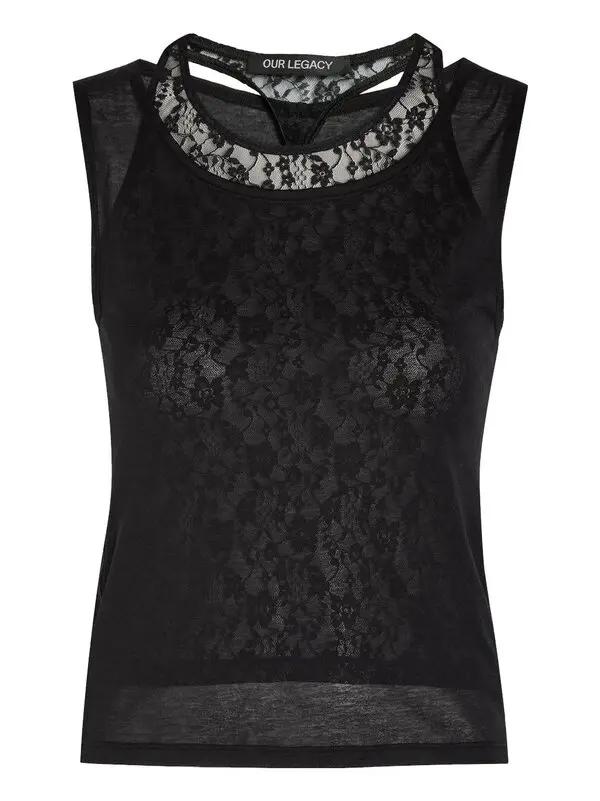 Our Legacy Layered-effect Cotton-blend Tank - Black