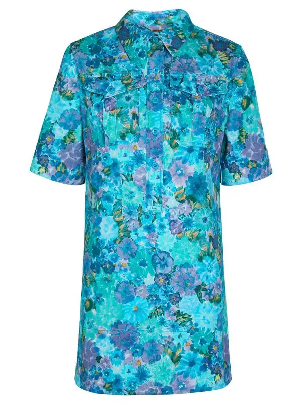 Chloé Floral Print Stretch-cotton Mini Dress - Multicoloured
