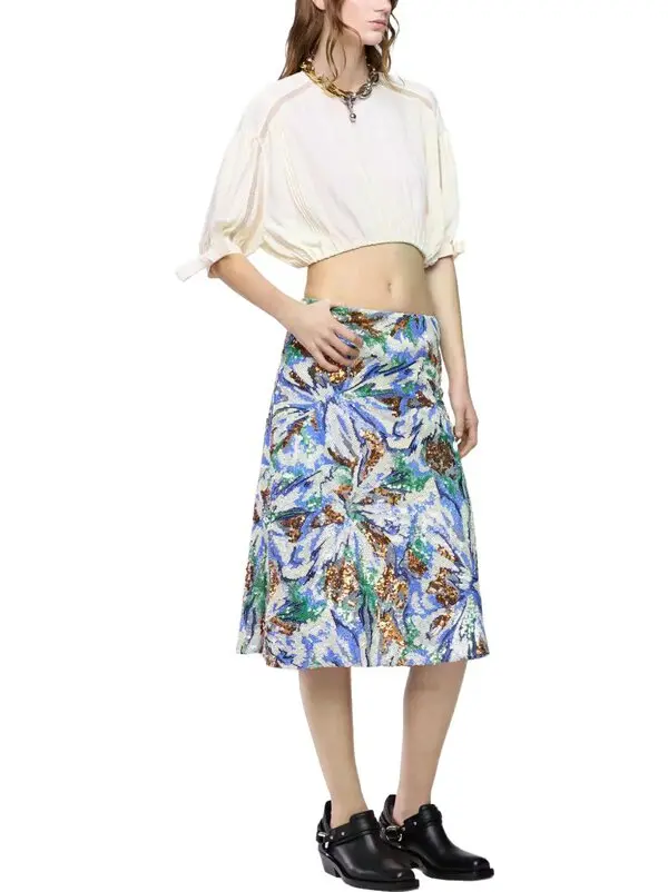 Rabanne Puff-sleeve Cropped Top - Neutrals