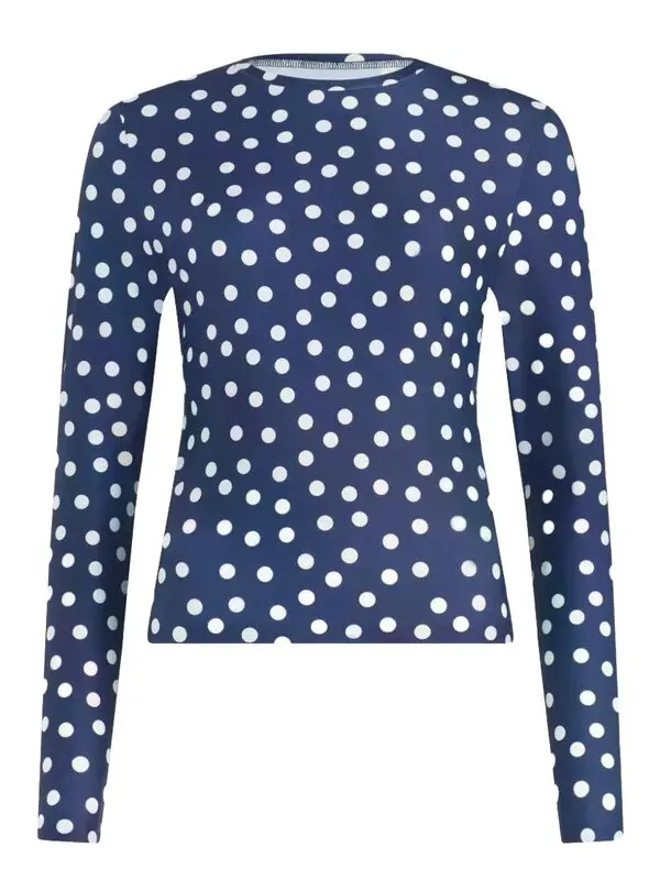 JEAN PAUL GAULTIER Long Sleeve Polka Dot Top - Blue