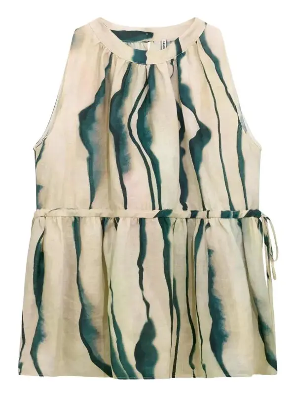 Liviana Conti Emerin Gathered Print Top - Neutrals