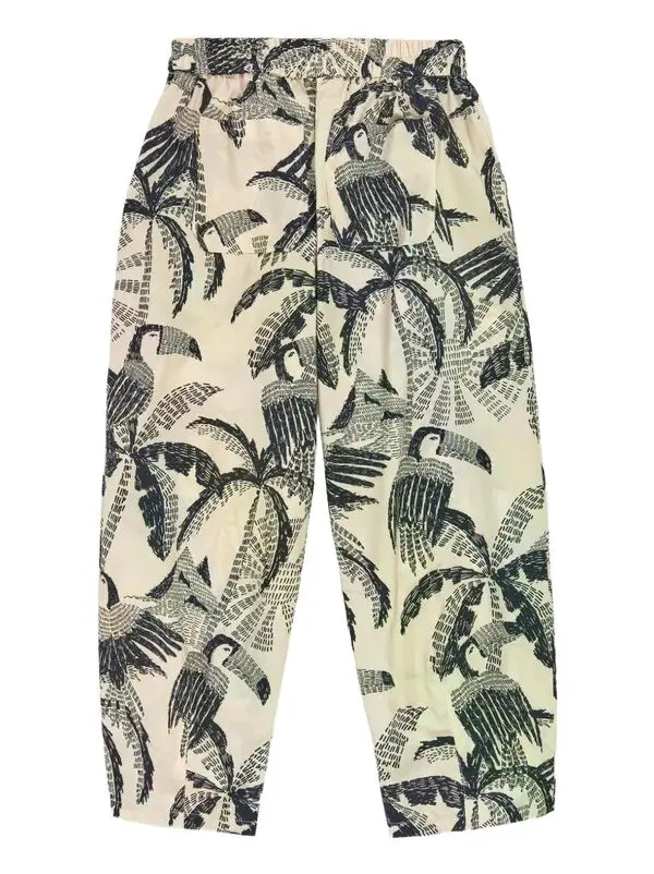 PSOPHIA Botanical-print Straight Leg Trousers - Neutrals