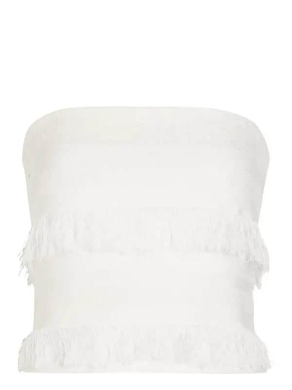 Simkhai Cairo Fringed Strapless Knit Top - Ivory