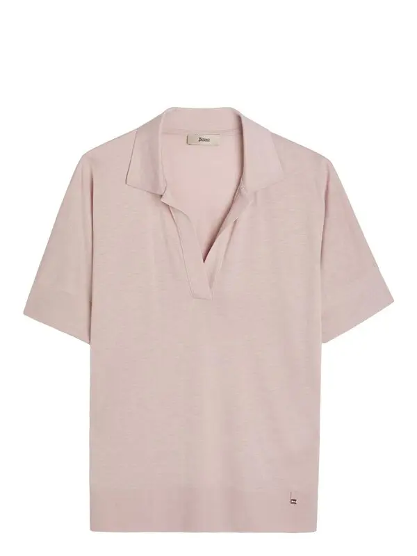 Herno Fine-knit Polo Top - Light Pink