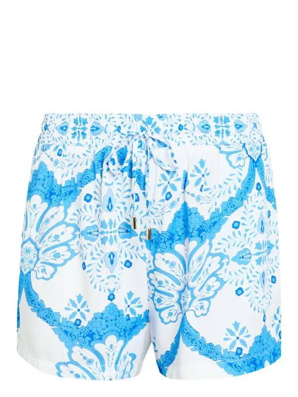 Melissa Odabash Annie Printed Woven Shorts - Blue And White