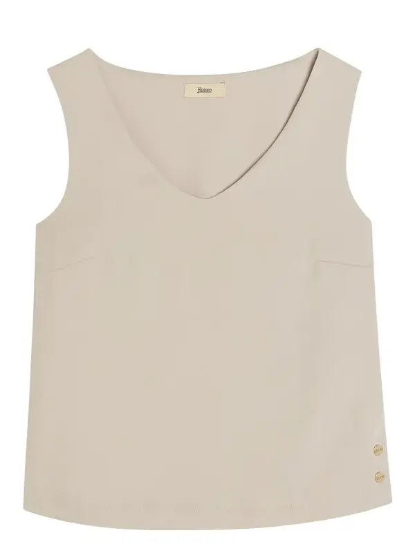Herno V-neck Satin-crepe Top - Cream