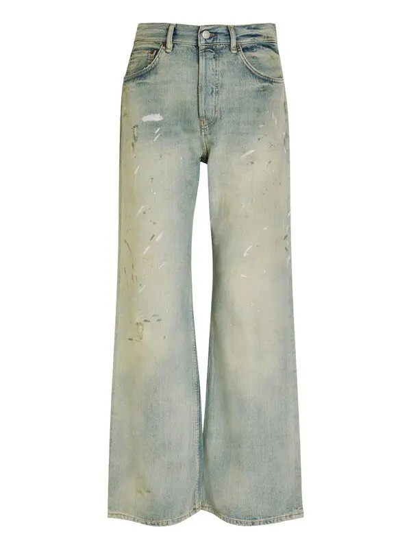 Acne Studios Paint-splatter Wide-leg Jeans - Light Blue