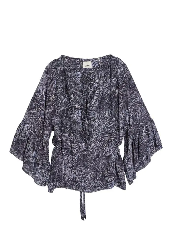 Isabel Marant Tekia Printed Silk Blouse - Dark Grey