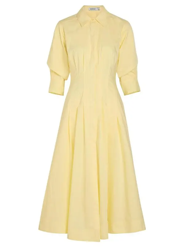 Simkhai Jazz Pintucked Cotton-blend Poplin Midi Shirt Dress - Yellow