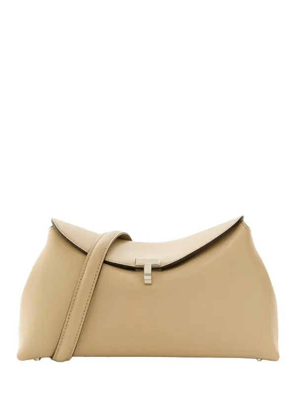 TOTEME T-lock Leather Clutch - Cream