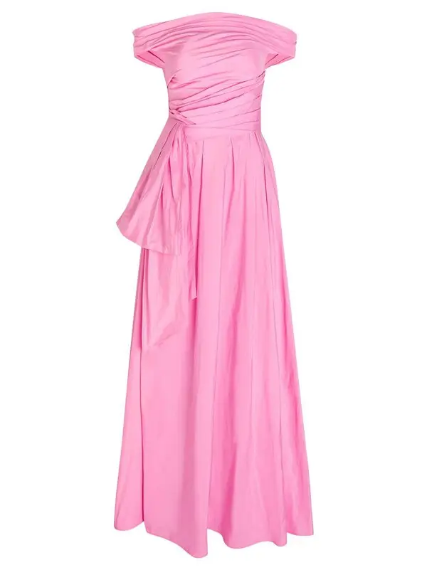 Talbot Runhof Taffeta Gathered Gown - Pink