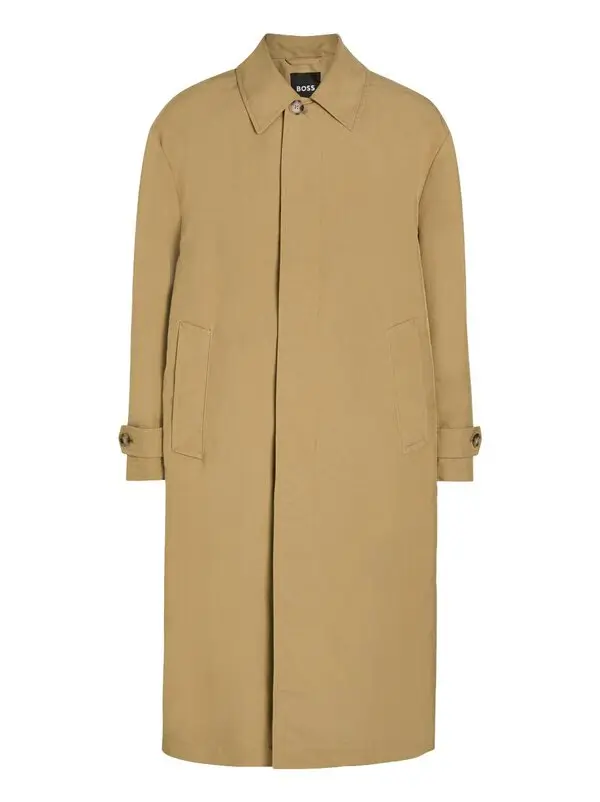 BOSS Single-breasted Woven Trench Coat - Khaki