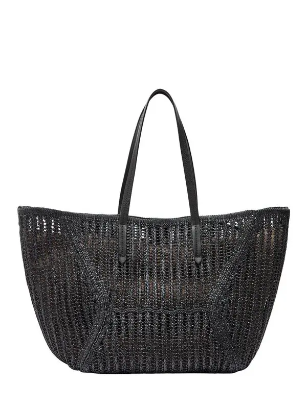 Brunello Cucinelli Raffia Medium Tote Bag - Black