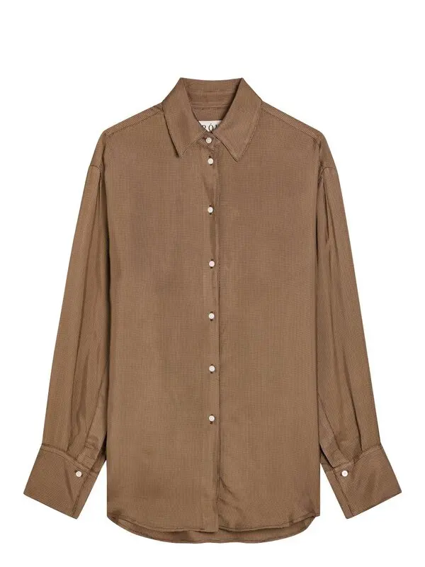 RÓHE Checked Satin Shirt - Brown