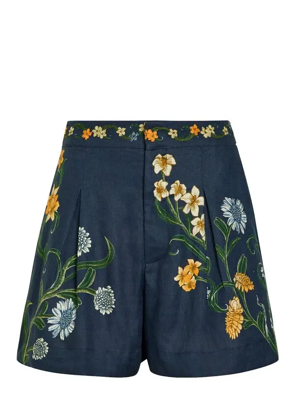 Agua Bendita Maratea Floral Linen Shorts - Multicoloured