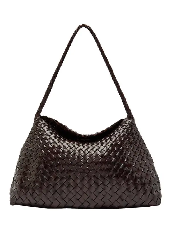 Dragon Diffusion Santa Maria Woven Leather Shoulder Bag - Dark Brown