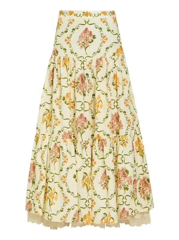 Agua Bendita Floral-print Linen Maxi Skirt - Multicoloured