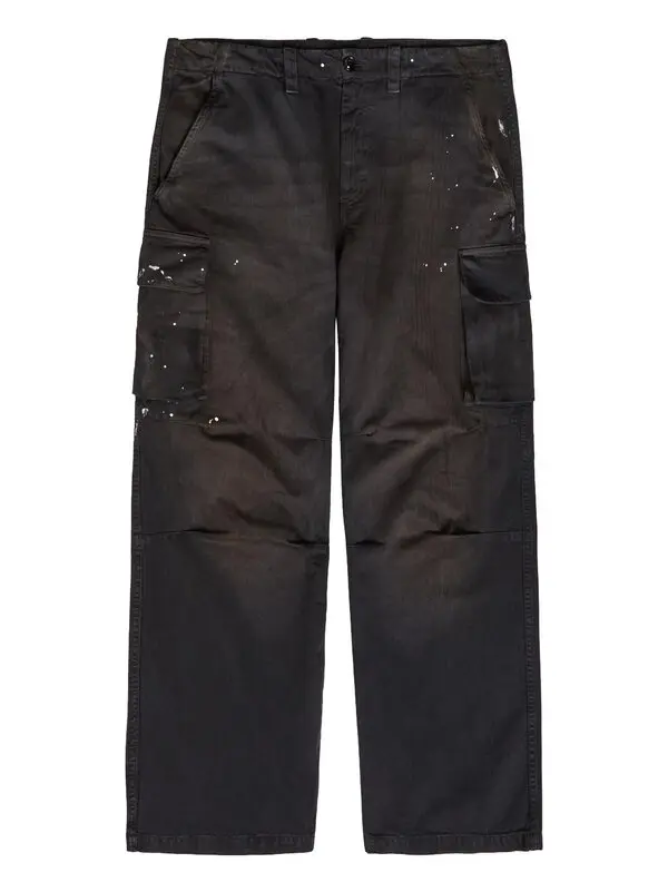 Our Legacy Paint-splatter Cotton Cargo Trousers - Black